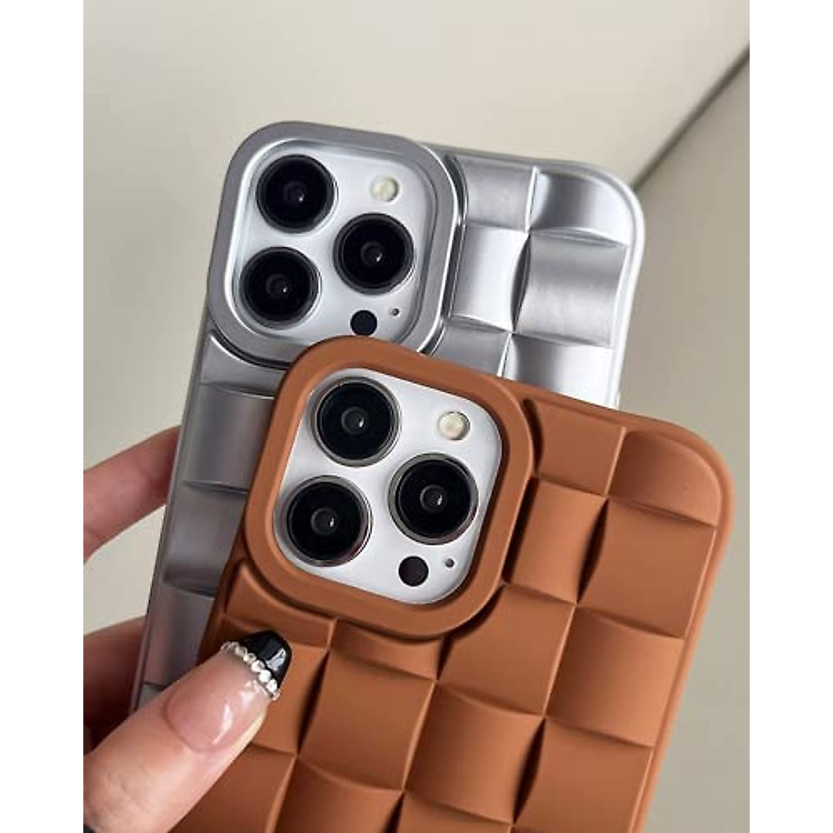 Ginkgonut Compatible with iPhone 13 Pro Case for Women/Girls, Cute 3D Laid Desgin Soft Silicone Shockproof Raised Bumper Corners Case for iPhone 13 Pro（Brown）
