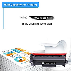 TRUE IMAGE Compatible Toner Cartridge Replacement for Brother TN760 TN730 for DCP-L2550DW MFC-L2710DW MFC-L2750DW HL-L2350DW HL-L2370DW HL-L2390DW HL-L2395DW Printer Ink High Yield (Black, 2-Pack)