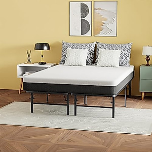 Bed Frame Metal Platform Bed Frame Mattress Foundation Box Spring Replacement Heavy Duty Steel Slat Easy Assembly Noise-Free Black,Twin/Full/King/Queen (Full)