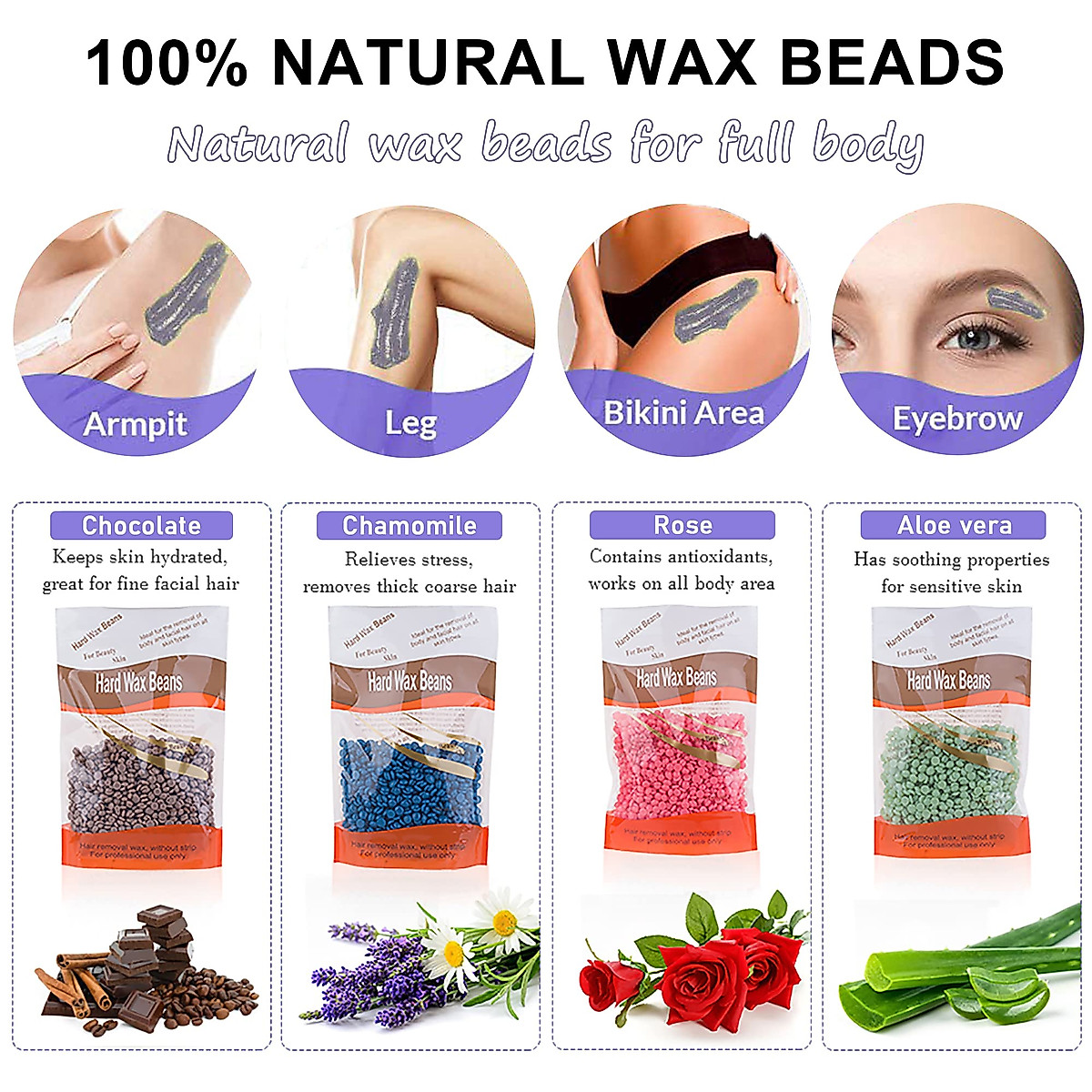 Hot Wax Warmer,Wax Heater Kit/Hair Removal Waxing Kit Hair Removal Waxing Kit with 4 100g Pearl Wax Beans, at Home Wax Heater Pot Machine Fmelter for Women and Men