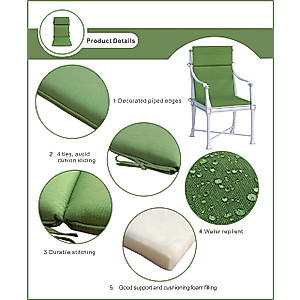 BOSSIMA Indoor Outdoor High Back Chair Cushions Replacement Patio Chair Seat Cushions Set of 4 Green/Blue Paisley