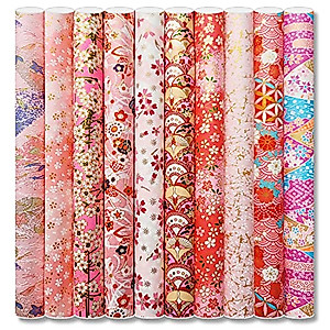 10 Sheets of Japanese Style Thickened Roller Gift Wrapping Paper for Christmas,Wedding,Birthday,Baby Shower,Valentine,Gift Box Packing DIY Craft,17.3" x 23.23" (Pink)