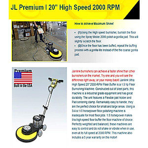 JaniLink Premium 20" High Speed Burnisher 2000 RPM Kit- pads & spray mister