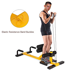 GYMAX Sissy Squat Machine, 3-in-1 Deep Sissy Squat Machine with Strap Circles & Adjustable Height, Perfect for Push-up, Sissy Squat & Abs Training, Workout Equipment for Home, Gym (Yellow)