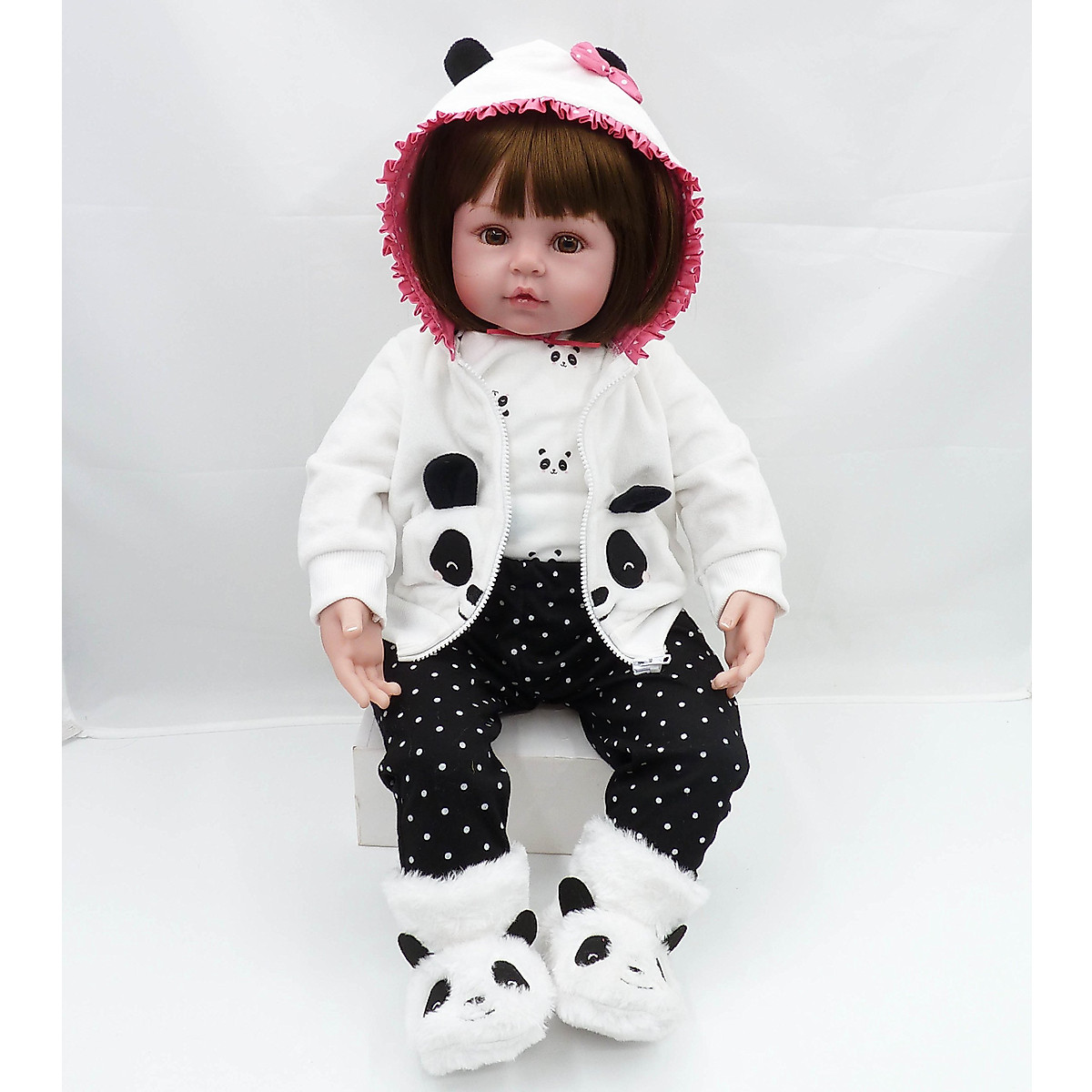 Reborn Baby Doll Clothes for 17-19 inch Reborn Dolls Cute Panda Baby Doll Outfits Set 4 Pieces of Pack