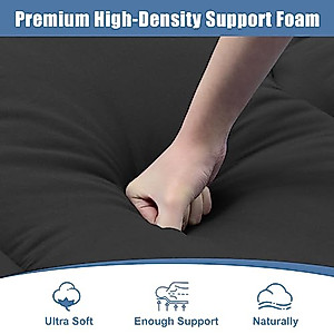 Natsukage Futon Mattress Tatami Mat Folding Mattress Camping Mattress Kids Play Mat Thicken Sleeping Mattress for Floor Folding Mattress, Full Size, Black