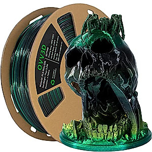 OVV3D 3D Printer Filament, PLA Filament 1.75mm Shiny Black Green Color Change, 1 kg