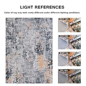 Fashriend Katina Abstract Pastel Entry Rug, 2'×3' Distressed Aesthetic Modern Rug, Non Slip Thin Machine Washable Rug, No Shedding Door Mat with Low Pile for Entrance, Laundry, Kitchen, Bath, Grey