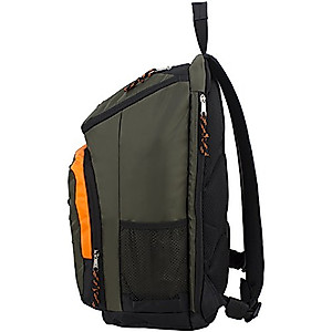 FUEL Top Load Multipurpose Backpack, Extra Large Main Compartment w/Easy Access, Padded Back w/Adjustable Comfort Straps, Front Molle Loops - Army Green/Blaze Orange