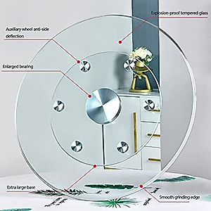 CHUJUA Large Lazy Susan for Dining Table Kitchen Glass Turntable with Aluminum Alloy Bearing, Smooth Swivel, Turntable Dining Table Transparent Round Turntable Tabletop Rotating Serving Tray 90cm