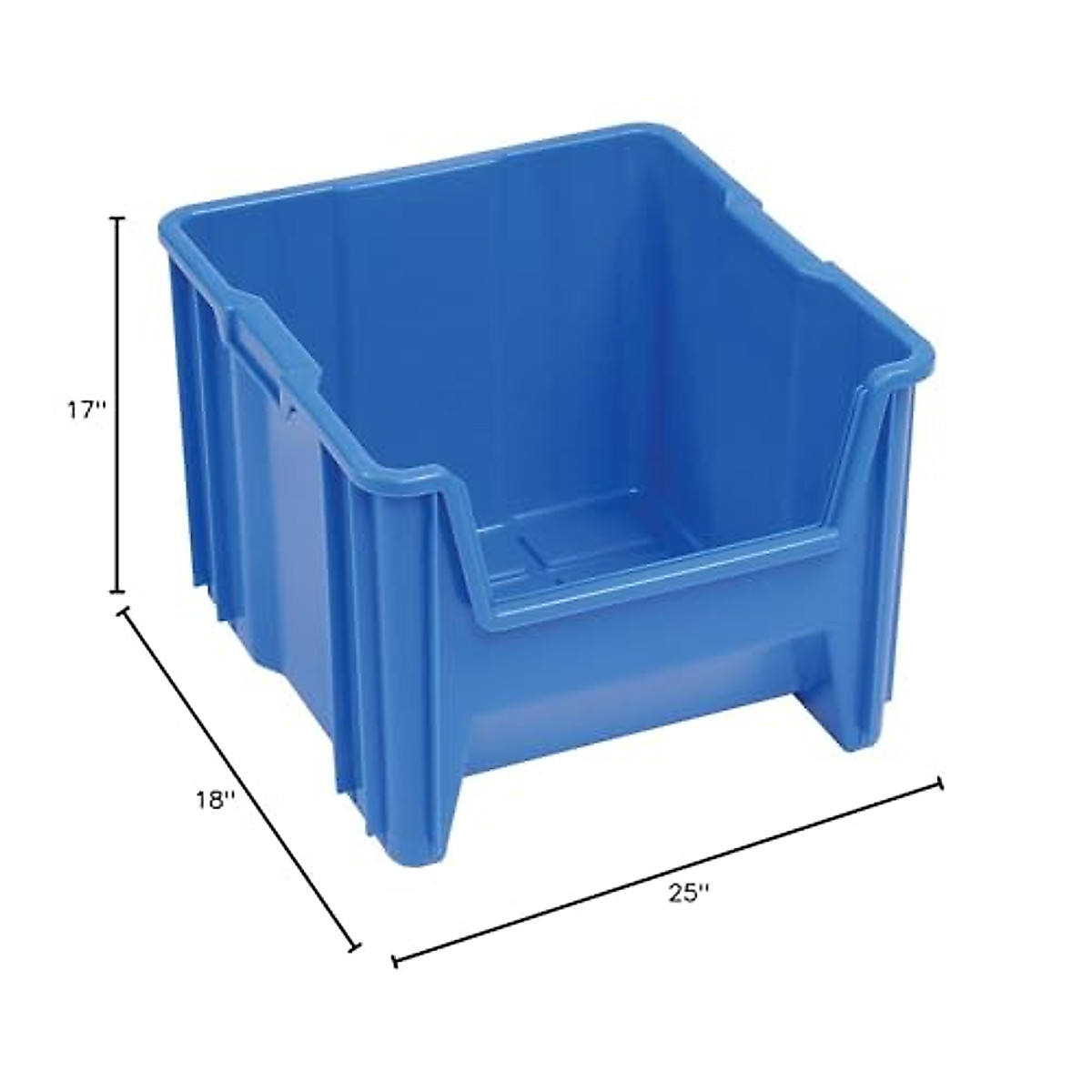 QUANTUM STORAGE SYSTEMS Giant Stack QGH800BL Solid Part Organizer Blue Bins 18" L x 17" W x 13" H 2 Pack