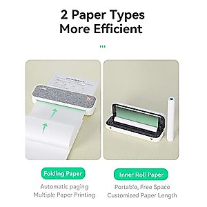 Bisofice PeriPage Portable Printer, A4 Wireless Bluetooth Travel Printer, Portable Thermal Printer Compatible with Android and iOS, Support 2''/3''/4'' Paper Width, Mobile Printer