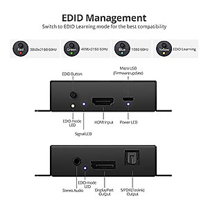 SIIG HDMI to DisplayPort Converter Adapter, One-Way HDMI 2.0 Source to DP 1.2 Display,4K60 & 1080p144Hz,HDCP 2.2,EDID,Audio Extract to Toslink/3.5mm,TAA Compliant,ESD Protection CE-H26A11-S1