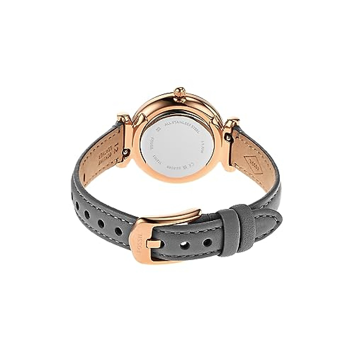 Fossil Women's Carlie Mini Quartz Stainless Steel and Eco Leather Watch, Color: Rose Gold, Grey (Model: ES5068)