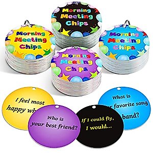 80 Pcs Morning Meeting Chips for Elementary Student Response Cards Social Skill Cards Set Kindergarten Classroom Supplies Teacher Supplies for Classroom Elementary (Blue, Purple, Dark Pink, Yellow)