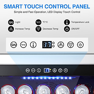 BODEGA Beverage Refrigerator 24 Inch, Under Counter Beverage Refrigerator, Built-in and Freestanding Beverage Cooler 180 Cans, Stainless Steel Under Counter Beer Fridge Perfect for Beer, Soda, Water