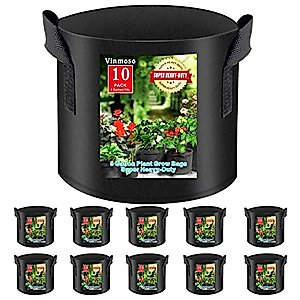 vinmoso 10 Pack Grow Bags 5 Gallon Heavy Duty 300G Thickened Non-Woven Grow Bag with Handles Plant Grow Bags Planting Bags Plant Bags