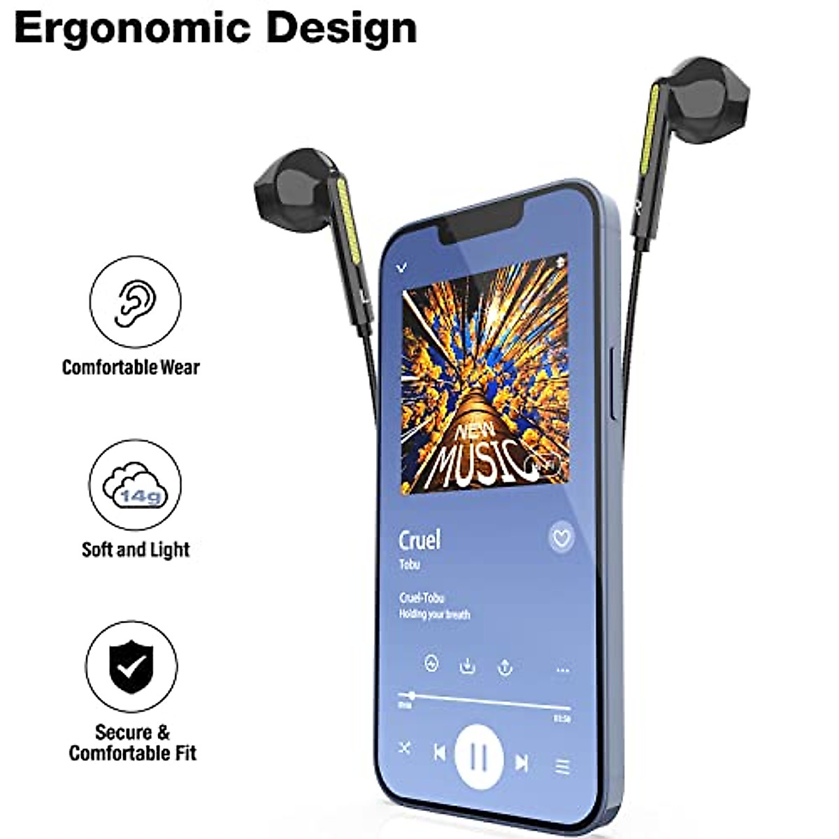 Dixvuk Earbuds Wired with Microphone Pack of 2, in-Ear Headphone Stereo Sound Noise Isolating, Earphone Fits 3.5mm Interface for iPad, Mp3/Mp4, Apple iPhone, Android Smartphones, Black(Black)