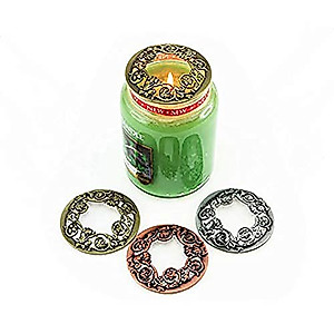 JIEQIJIAJU Jar Candles Toppers, Antique Candle Topper Cover Metal Candle Top Lid Accessories Shades Sleeves for Jar Candles Decor, 2.8" Diameter