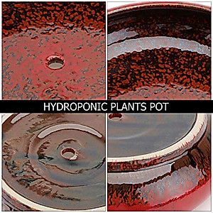 HANABASS 1pc Plant Corinthian Holder Vase Indoor Ceramic Flowerpot Red Orchid Bonsai Table Bowl Hole Outdoor Windows Container Potsin Bowl- Coffee Planters Office Green Home