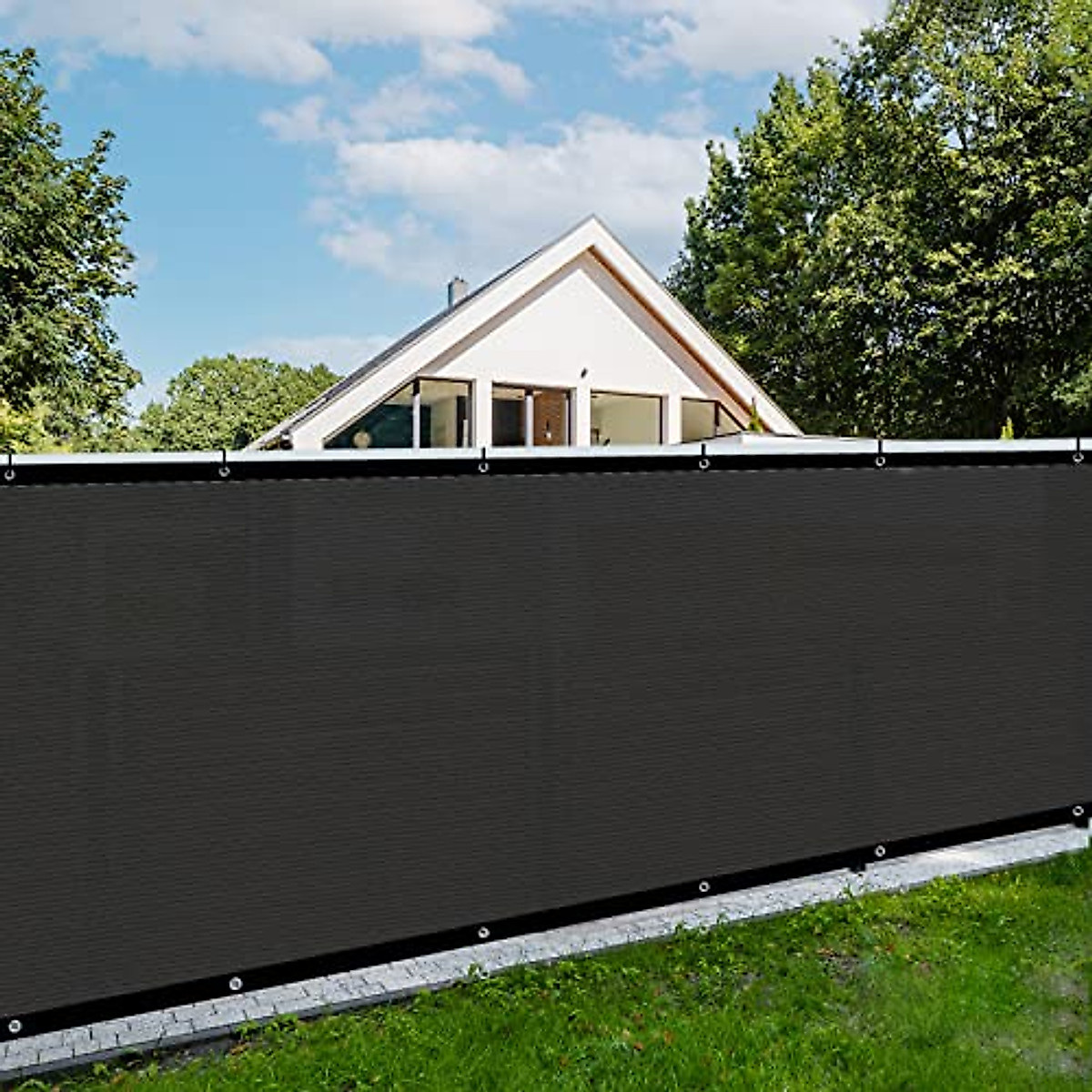 SUNNY GUARD Privacy Screen Fence 30' x 25' Black Heavy Duty Dustproof Denoise Fencing Mesh Fabric Shade Net Cover for Outdoor Wall Garden Yard Pool Deck(We Make Custom Size)