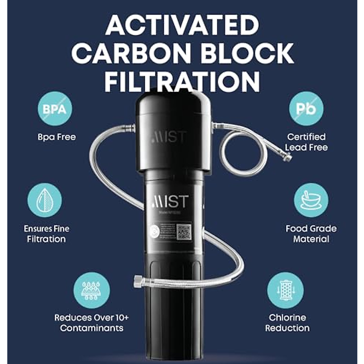 Mist Under Sink Water Filter, 20,000 Gallon, Reduces PFAS, PFOA/PFOS, Lead, Chlorine, Bad Taste & Odor, Under Counter Water Filter System, Direct Connect to Kitchen Faucet, NSF/ANSI 42 Certified