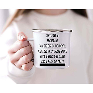 Inspirational Gift Secretaries Appreciation Gift, for Administrative Professionals Day - Big with Humor and Sauce, 12 Oz White Stainless Steel Camping Mug