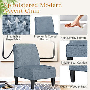 ALISH Accent Chairs Upholstered Living Room Chairs Armless Side Chairs Bedroom Chairs with Curved Backrest and Wooden Legs (2, Prints)