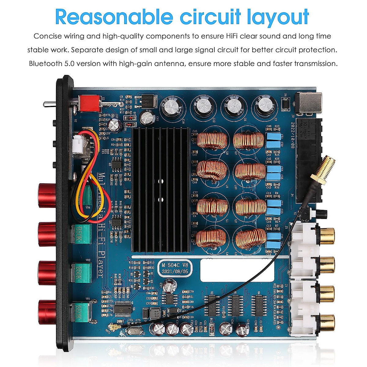 4 Channel Bluetooth Amplifier, 50W x 4 Audio Power Amp, Hi-Fi Home Stereo Speaker Receiver [Douk Audio M4]