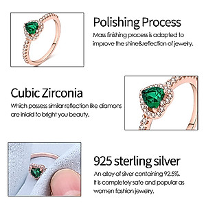 KUNSIR 925 Silver Rings for Women Cubic Zirconia Ring Rings for Women Sterling Silver Rings Wedding Band Rings Gift Ring Sterling Silver Rings Size 7-9