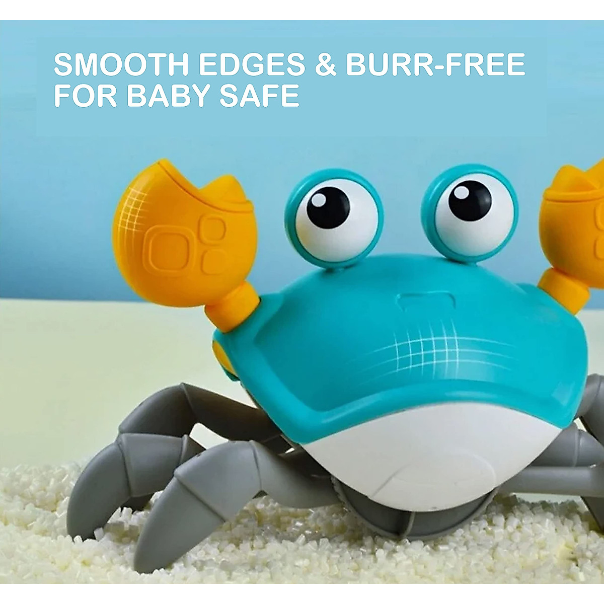 scientree Crawling Crab Baby Toy with Light Up and Music , Toddler Interactive Toys with Sensor Obstacle Avoidance Function,USB Rechargeable, Fun Moving Toy for Babies, Toddlers and Kids