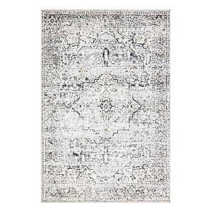 Bloom Rugs Caria Washable Non-Slip 3x5 Rug - Ivory/Gray/Caramel Traditional Persian Area Rug for Living Room, Bedroom, Dining Room, and Kitchen - Exact Size: 3' x 5'