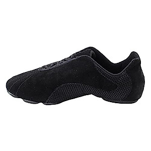 Very Fine Dancesport Shoes Very Fine Unisex-Adult Jazz Ballroom Exercise Dance Sneaker Shoes VFSN016 + Shoe Bag (Black Suede, Size 11), 11 Women/10 Men