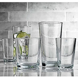 Glaver's Drinking Glasses, 12 Pc. Glass Cups, Includes 4 Highball Glasses 17 oz., 4 Rocks Glasses, 13 oz., 4 Juice Glasses, 4.5 oz., Whisky, Juice, Water, Beer, Cocktails, Dishwasher Safe.