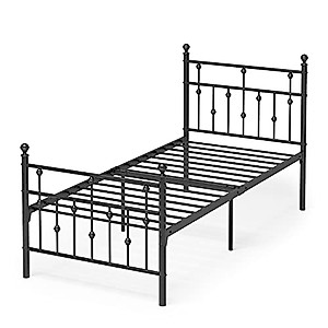 Weehom Metal Twin Bed Frame with Headboard and Footboard Mattress Foundation Heavy Duty Bed Frame Under Bed Storage No Box Spring Needed, Black