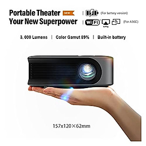 Mini Projector 4K Home Theater Theater Portable WiFi Projector LED Laser Smart TV syncing 3D Movies for Mobile Phone (Color : A30C, Size : EU Plug)