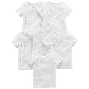 Simple Joys by Carter's Unisex Babies' Side-Snap Short-Sleeve Shirt, Pack of 6, White, 0-3 Months
