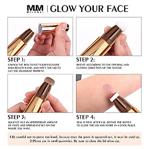 2 Color Contour Beauty Wand, Highlighter ，Face Concealer Contouring with Cushion Applicator Long Lasting & Smooth Matte Finish Liquid Illuminator Makeup Stick (01# Contour&02#Peach Pink)
