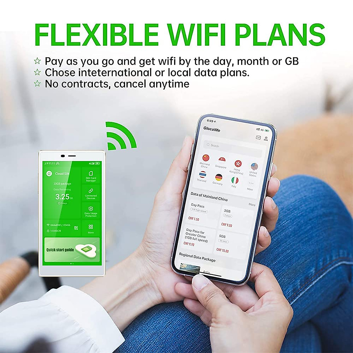 GlocalMe G4 Pro 4G LTE Mobile Hotspot Router & Protective Case, with US 8GB & Global 1.1GB Data, 5” Touch Screen LCD Display Portable WiFi Hotspot for Travel, No Contract, SIMFREE, Pocket WiFi Device
