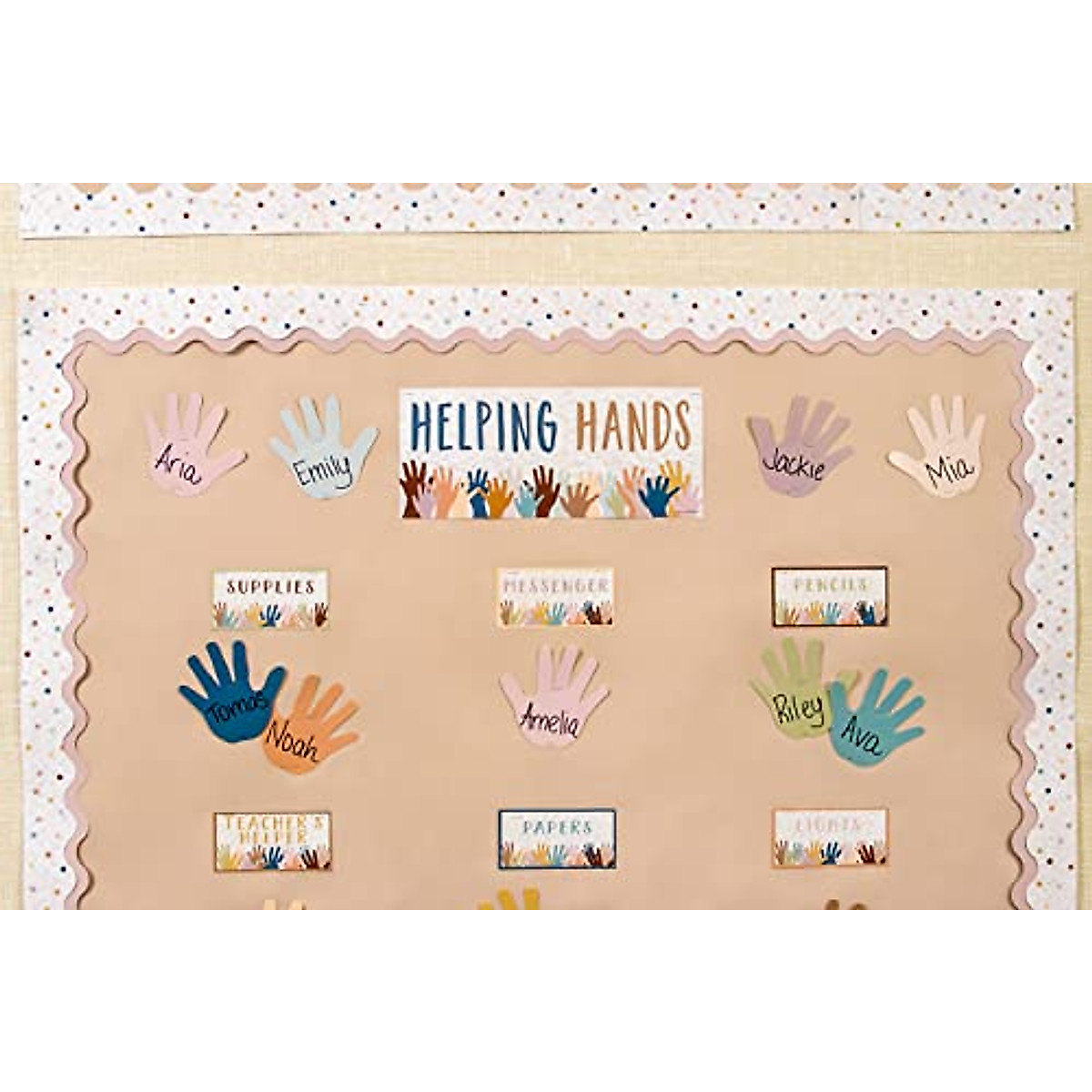 Teacher Created Resources Everyone is Welcome Dots Scalloped Border Trim (TCR7158)