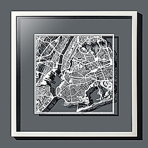 New York Paper Cut Map White 12x12 inches Paper Art
