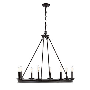 Safavieh CHA4016A Fauna Oil-Rubbed Bronze 8-Light Linear (LED Bulbs Included) Chandelier, 0