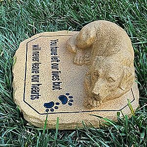 Lily's Home Weather Resistant Outdoor Memorial Garden Headstone with Dog Figurine
