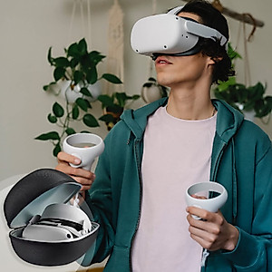 LYCEBELL Carrying Case for Oculus Quest 2, Fit Official/Eyglo/Esimen Elite Head Strap, Travel Case for Quest 2 VR Gaming Headset and Controllers Accessories, Shock-Dust-Water Proof (Black)