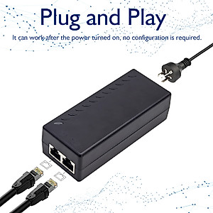 Gigabit PoE+ Injector Ethernet Adapter,10/100/1000Mbps, RJ45 30W, IEEE 802.3af/at Compliant, Up to 328 Feet，Plug & Play