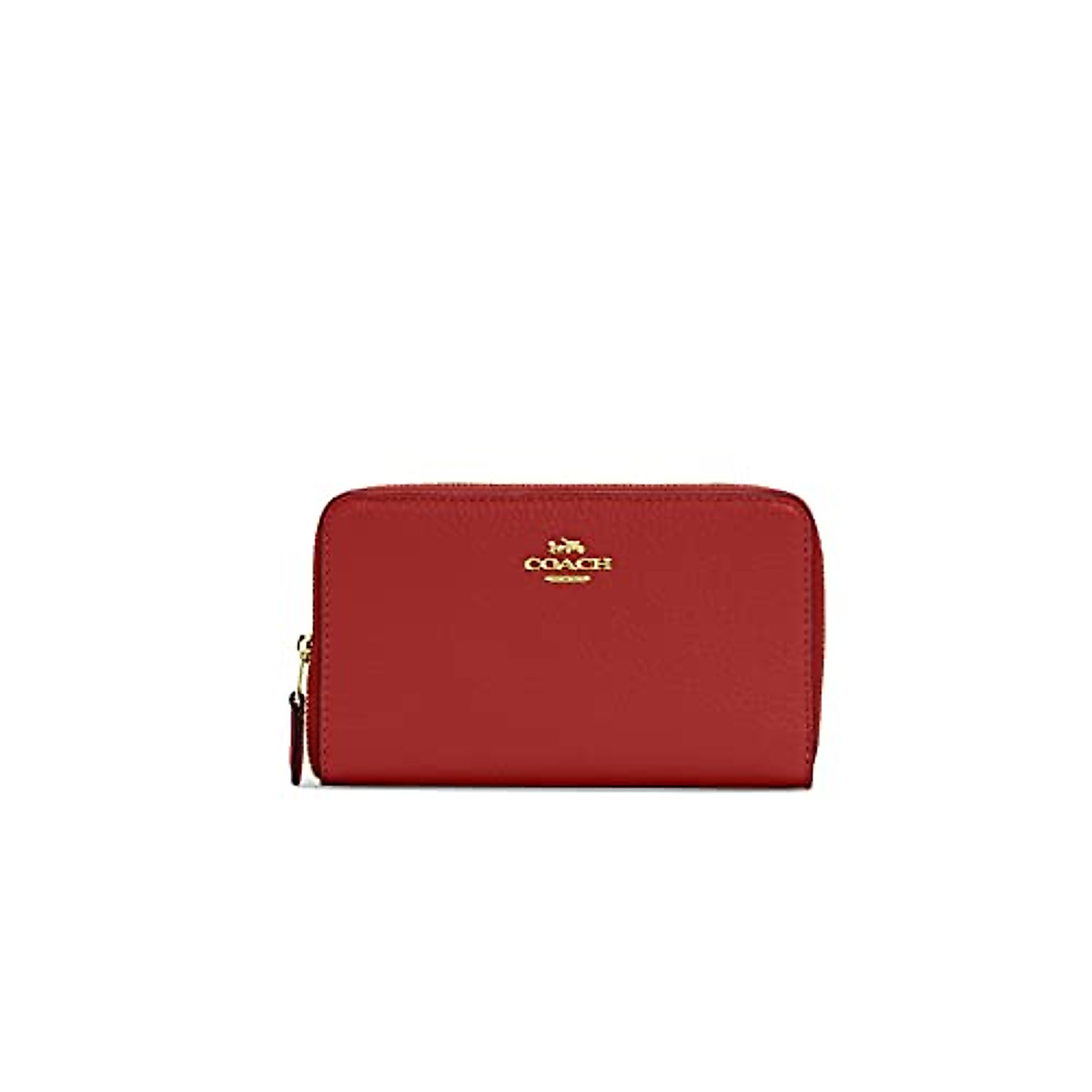 COACH Women's Medium ID Zip Wallet (Pebble Leather, Red Apple)