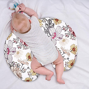 Boho Bassinet Sheet,Crib Sheet Jersey Cotton,Floral Nursing Pillow Cover, Breastfeeding Pillow Slipcover for Baby Girl