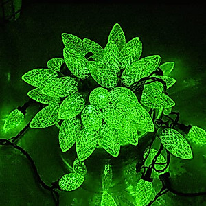 FUNPENY 50 LED Green Christmas C9 Lights Outdoor, 24.5 FT Extendable Waterproof Fairy String Light Green Wire for Xmas St. Patrick's Day Indoor Patio Tree Party Holiday Wedding House Decorations