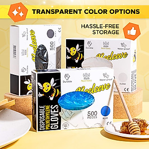 Beeleeve [500-Box Disposable Plastic Poly Gloves - One Size Fits Most - Color Variants - Single-Use Hand Covers for Food Safe Handling, Preparation, Kitchen, Cooking, Waterproof, Bulk (b - Blue)