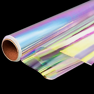 MAOUYWIEE 1 Roll Iridescent Cellophane Roll Iridescent Wrapping Paper Cellophane Wrap for Gift Baskets Iridescent Film Halloween Christmas DIY Wrapping Decoration Supplies (Pink,31.5 inchX50 Feet)